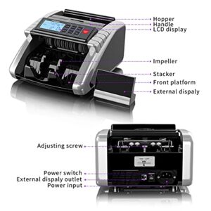 Aneken Money Counter Machine with Value Count, Dollar, Euro UV/MG/IR/DD/DBL/HLF/CHN Counterfeit Detection Bill Counter, ValuCount, Add and Batch Modes, Cash Counter with LCD Display, 2-Year Warranty