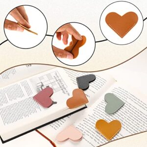 Leather Heart Bookmark,6 Pcs Corner Page Book Marks for Women,Kids, Book Accessories for Reading Lover,Cute Handmade Book Reading Gift for Book Lovers