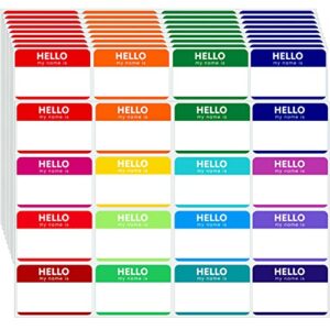 zacool 160 pcs name tag stickers (3″x 2″) identification badges,peel and stickers”hello my name is” name tags stickers colorful name badge for themed party family home school office conferences