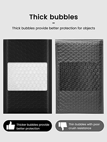 GSSUSA Black Bubble Mailers, 4x8" Inches, 50 Pack, Padded Poly Bubble Mailers, Packaging for Small Business, Shipping Envelopes, Packaging Bags, Padded Envelopes, Mailing Envelopes, Shipping Supplies