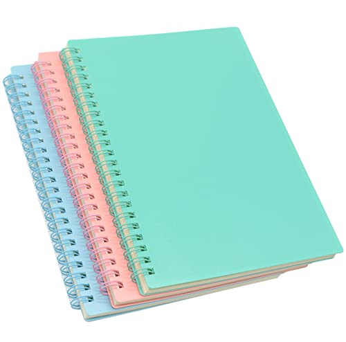 Spiral Notebook, 3 Pcs A5 Thick Plastic Hardcover 8mm Ruled 3 Color 80 Sheets -160 Pages Journals for Study and Notes (Light Pink,Light Green,Light Blue, A5 5.7" x 8.3"-Ruled)