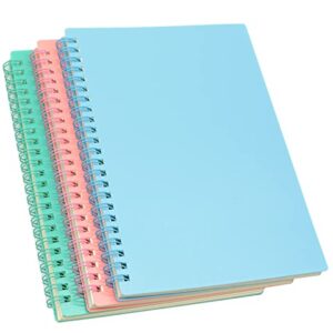 Spiral Notebook, 3 Pcs A5 Thick Plastic Hardcover 8mm Ruled 3 Color 80 Sheets -160 Pages Journals for Study and Notes (Light Pink,Light Green,Light Blue, A5 5.7" x 8.3"-Ruled)