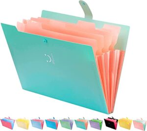 forvencer expanding file folder, cute folder for important documents 5 pocket folder organizer with labels accordion folder letter size paper organizer folder portable aesthetic folders for school