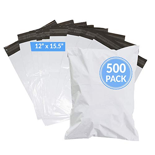 Reli. Poly Mailers 12x15.5 | 500 Pcs Bulk | Shipping Envelopes/Shipping Bags | White Packaging Bags for Shipping | Non-Padded Polymailers, Self Sealing Mailing Bags for Clothing, Bulk (White)