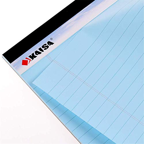 KAISA Colored Legal Pad Writing Pads , Wide Ruled 8.5"x11.75" , Thick 20lb Colored Paper 40 sheets/pad 8-1/2"x 11-3/4" Perforated Writed Pad, Sturdy Back, 4pads, KSU-5972