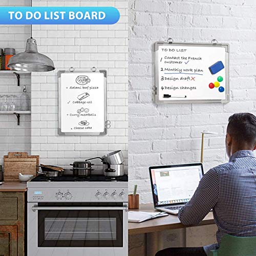 Small White Board Dry Erase for Wall, ARCOBIS 12" x 16" Magnetic Hanging Double-Sided Whiteboard, Portable Mini White Board for Kids Drawing, Kitchen Grocery List, Cubicle Planning Memo Board