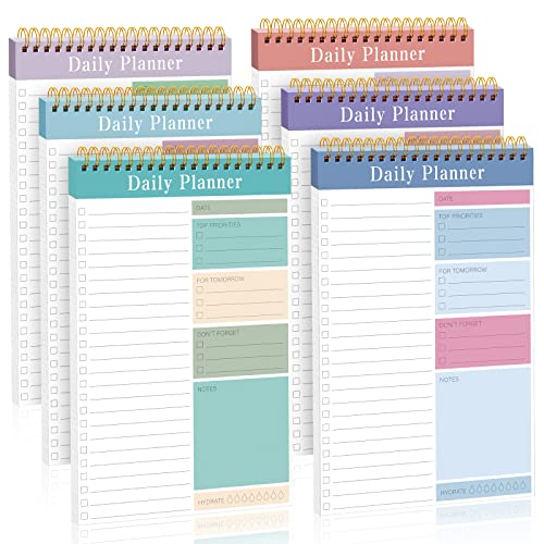 Hotop 6 Pack To Do List Notepad Daily Planner Notepad to Do Notebook Daily To Do List Notebook Daily To Do Notepads for Adults and Kids Classroom Office, 30 Sheets/ Pack (Mixed Colors, Fresh Style)