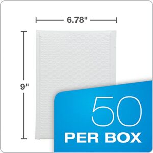 Quality Park Bubble Mailers, 6 x 9 Shipping Envelopes, Water Resistant White Poly Padded Envelopes, Redi-Strip Peel Off Closure, 50 Per Box (QUA85856)