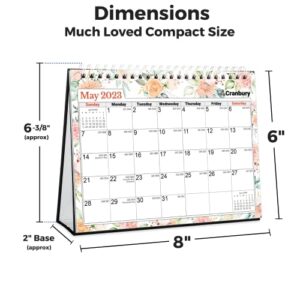 CRANBURY Small Desk Calendar 2023 - (8x6, Floral), Standing Desk Calendar with Gorgeous Flower Designs, Easel Calendar, Stand Up Calendar with Stickers