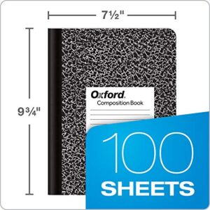 Oxford Composition Notebooks, College Ruled Paper, 9-3/4" x 7-1/2", Black Marble Covers, 100 Sheets, 12 per Pack (63796)