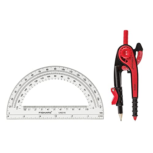 Fiskars Geometry Set, Compass and Protractor Set, Color Received May Vary