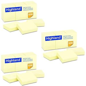 highland 6539yw self-stick notes, 1 1/2 x 2, yellow, 100-sheet (pack of 36)