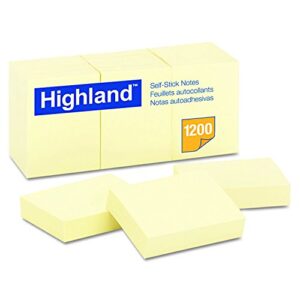 Highland 6539YW Self-Stick Notes, 1 1/2 x 2, Yellow, 100-Sheet (Pack of 36)