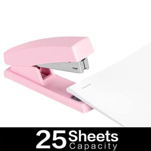 Deli Stapler, Desktop Staplers with 640 Staples, Office Stapler, 25 Sheet Capacity, Pink