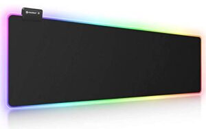 rgb gaming utechsmart large extended soft led mouse pad with 14 lighting modes 2 brightness levels, computer keyboard mousepads mat 800 x 300mm / 31.5×11.8 inches