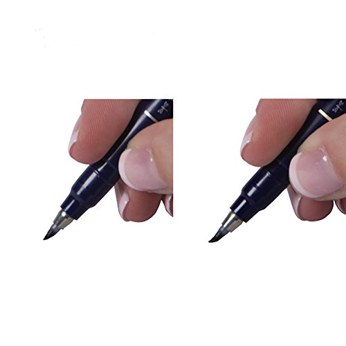 Tombow 62038 Fudenosuke Brush Pen, 2-Pack. Soft and Hard Tip Fudenosuke Brush Pens for Calligraphy and Art Drawings