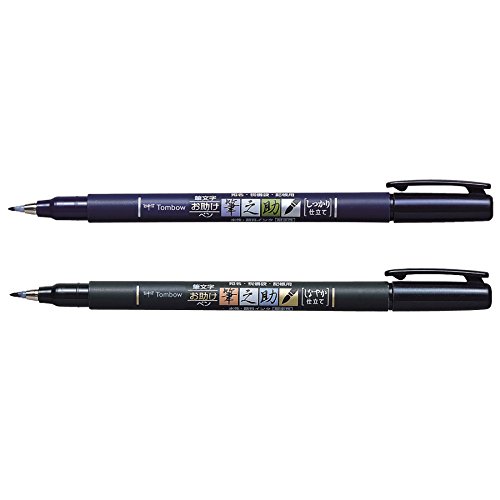 Tombow 62038 Fudenosuke Brush Pen, 2-Pack. Soft and Hard Tip Fudenosuke Brush Pens for Calligraphy and Art Drawings