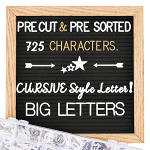 felt letter board with letters, pre cut & sorted 725 letters, first day of school board, 10×10 inch changeable letter boards message board, classroom decor farmhouse wall decor sign board, baby announcements