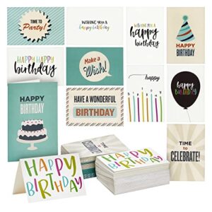 120 pack assorted birthday greeting cards with envelopes, 12 designs, blank inside, bulk boxed set (4×6 in)