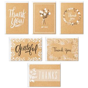 hallmark thank you cards assortment, rustic kraft (48 thank you notes with envelopes), grey (5stz1160)