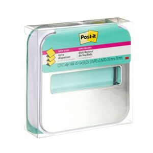 post-it dispenser sticky dispenser, 3×3 in, white & silver, easy one handed dispensing (stl-330-w)