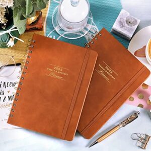 2023 Planner - Weekly & Monthly Planner 2023 from January - December 2023, 6.3" x 8.4", Monthly Tabs, Smooth Faux Leather & Flexible Hardcover with Twin-wire Binding, Brown, Perfect Life Assistant