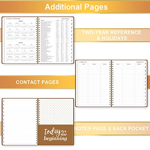 2023 Planner - Weekly & Monthly Planner 2023 from January - December 2023, 6.3" x 8.4", Monthly Tabs, Smooth Faux Leather & Flexible Hardcover with Twin-wire Binding, Brown, Perfect Life Assistant