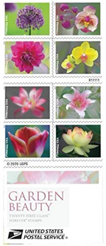 USPS Garden Beauty Forever Postage Stamps Book of 20 self-stick First Class Wedding Celebration Anniversary Flower Party (20 Stamps)