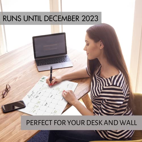 Aesthetic 2023 Greenery Desk Calendar - Runs until December 2023 - 17"x11" Desktop/Wall Calendar for Easy Organizing in 2022/2023