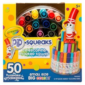 crayola pip squeaks marker set, 50 washable markers, gift for kids