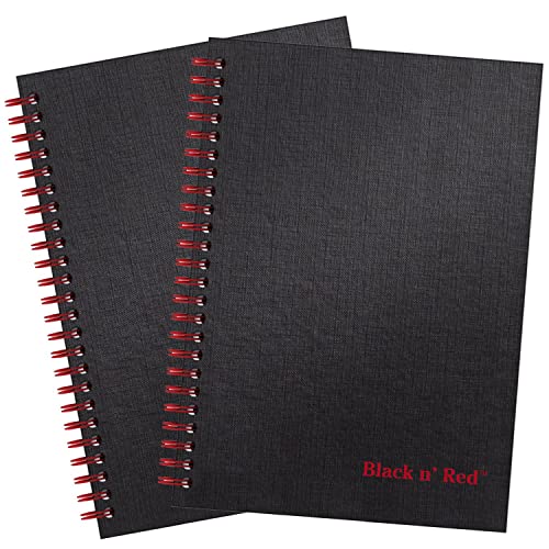 Black n' Red‭ Business Notebooks, 2 Pack, Hardcover, Twin Wire, 70 Sheets, 8-1/4" x 5-1/4", Black‬‬‬‬‬‬ (400163208)