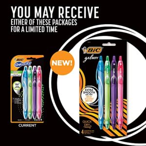 BIC Gel-ocity Quick Dry Fashion Retractable Gel Pens, Medium Point (0.7mm), 4-Count Gel Pen Set, Colored Gel Pens With Full-Length Grip