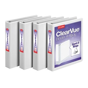 cardinal 1.5 inch 3 ring binder, d ring, white, 4 pack, holds 375 sheets (29400)