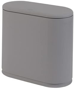 sooyee 10 liter rectangular plastic trash can wastebasket with press type lid,2.4 gallon garbage container bin for bathroom,powder room,bedroom,kitchen,craft room,office,(gray)