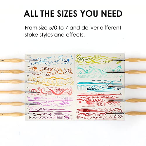 Grabie Paint Brush Set, Miniature Detail, 11 Pcs, Nylon Hair, Paint Brushes for Oil, Acrylic, Watercolor and Gouache, Detail Paint Brush With Natural Wood Handle, Great for Beginners and Professionals