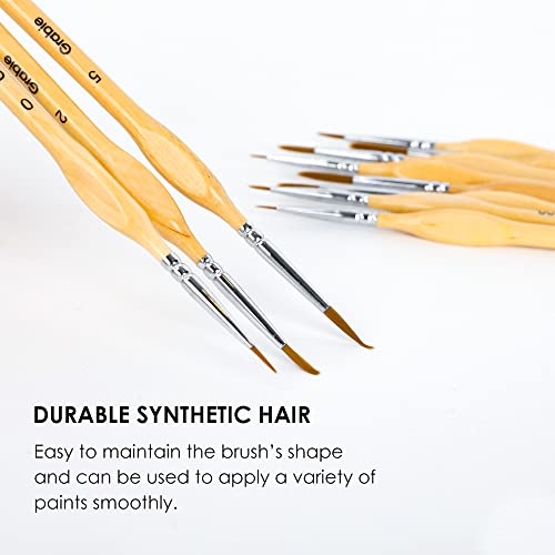 Grabie Paint Brush Set, Miniature Detail, 11 Pcs, Nylon Hair, Paint Brushes for Oil, Acrylic, Watercolor and Gouache, Detail Paint Brush With Natural Wood Handle, Great for Beginners and Professionals