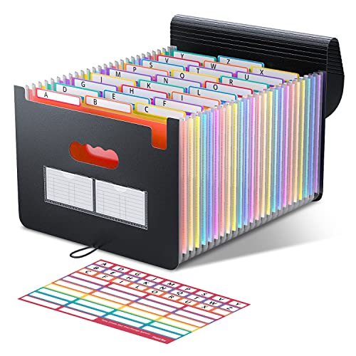 ThinkTex 26 Pockets Expanding File Folder, A-Z Colorful Tabs, Monthly Bill Receipt Documents Organizer, Larger Capacity, Letter/A4 Size