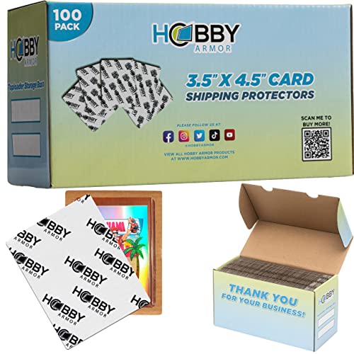 Hobby Armor Trading Card Shipping Protectors 3.5" x 4.5" - Premium Cardboard Inserts Card Mailers - Precut Cardboard Sleeves for Trading Card Packaging - Cardboard Flats for Card Breakers - Box of 100