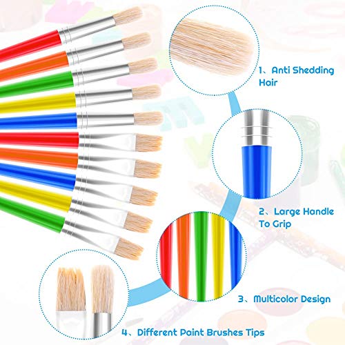 Paint Brushes, Anezus 30 Kids Paint Brushes Bulk Children Paint Brushes Set with Jumbo Round Watercolor Paint Brush and Large Flat Craft Paint Brushes