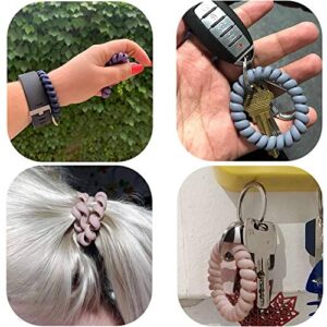 BIHRTC 5 Color Wrist Keychain Plastic Spring Flexible Spiral Wrist Coil Stretchable Wrist band Wristlet Keychain Bracelet Wrist Coil Key Chains Key Holder Key Ring for ID Badge Sauna Outdoor Sport