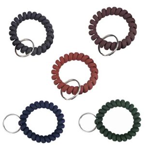 BIHRTC 5 Color Wrist Keychain Plastic Spring Flexible Spiral Wrist Coil Stretchable Wrist band Wristlet Keychain Bracelet Wrist Coil Key Chains Key Holder Key Ring for ID Badge Sauna Outdoor Sport