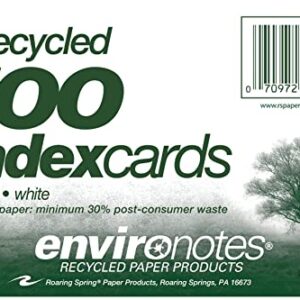 Roaring Spring Recycled Index Cards 4"x6", 100 Count, Smooth 100# White Recycled Index Paper, Ruled on Front, Blank on Back