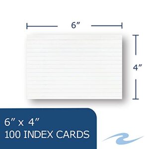 Roaring Spring Recycled Index Cards 4"x6", 100 Count, Smooth 100# White Recycled Index Paper, Ruled on Front, Blank on Back