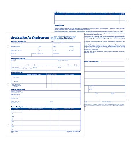 Adams Applications for Employment, 8.5 x 11 Inch, 3-Hole Punched, 50-Sheets/Pack, 2-Pack, White (9661)