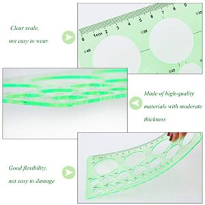 Circle Templates Measuring Geometry Ruler Shape Stencils Drawing Set Plastic Geometric Drawing Painting Stencils Oval Templates Scale Drafting Tools for School, Office, Building Formwork, Drawings