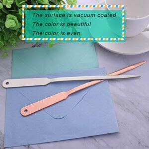 WXJ13 2 Pack Letter Openers Stainless Steel Lightweight Hand Envelope Slitter, Silver and Rose Gold