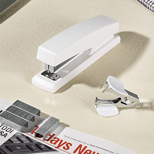 Deli Stapler, Desktop Stapler, Office Stapler, 25 Sheet Capacity, Includes 1000 Staples and Staple Remover, White