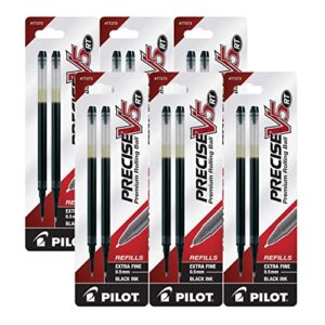 pilot precise v5 rt liquid ink retractable rollerball pen refills, 0.5mm, extra fine point, black ink, pack of 12