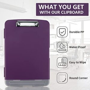 Clipboard a4 Clip File A4 Binder Storage Nursing Clipboard Plastic Side Opening Box Waterproof PVC Flip Material Document Writing Drawing Pad Clip Organizer File Board Note Office Conference(Purple)