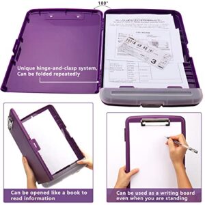 Clipboard a4 Clip File A4 Binder Storage Nursing Clipboard Plastic Side Opening Box Waterproof PVC Flip Material Document Writing Drawing Pad Clip Organizer File Board Note Office Conference(Purple)